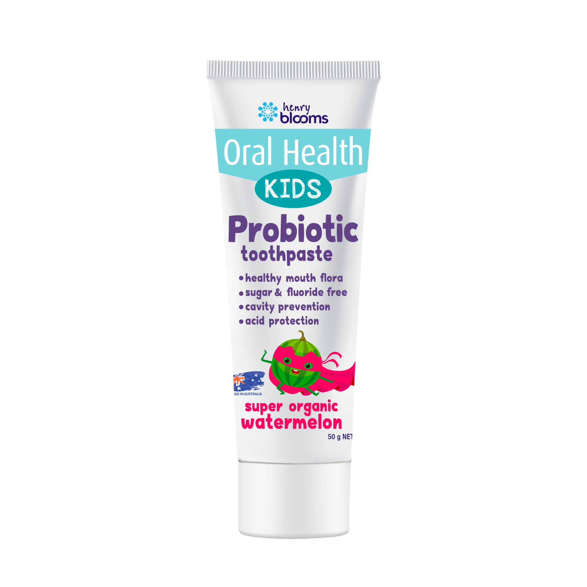 Kids Probiotic Toothpaste – Organic Watermelon 50 g – Henry Blooms