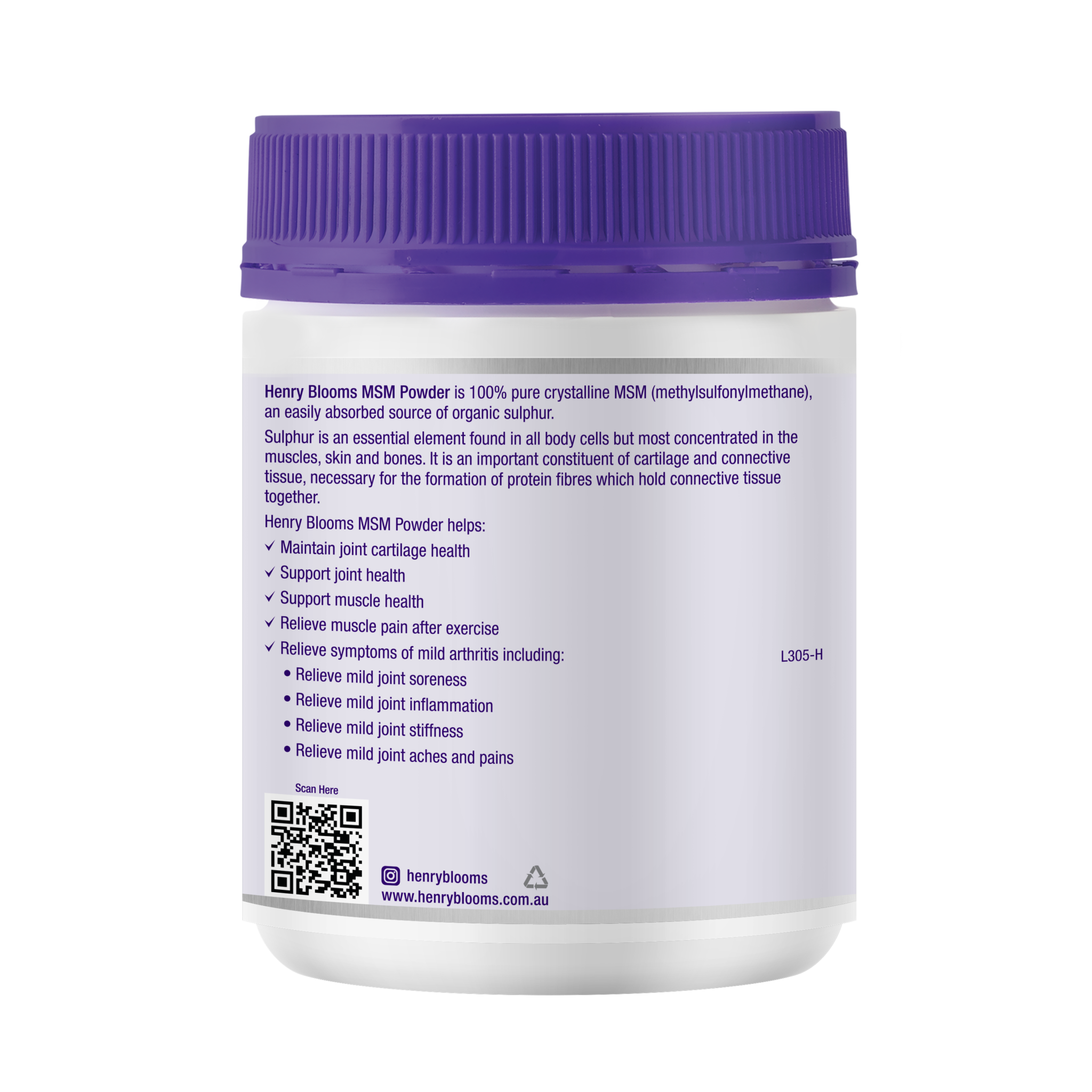 MSM 300g Powder – Henry Blooms