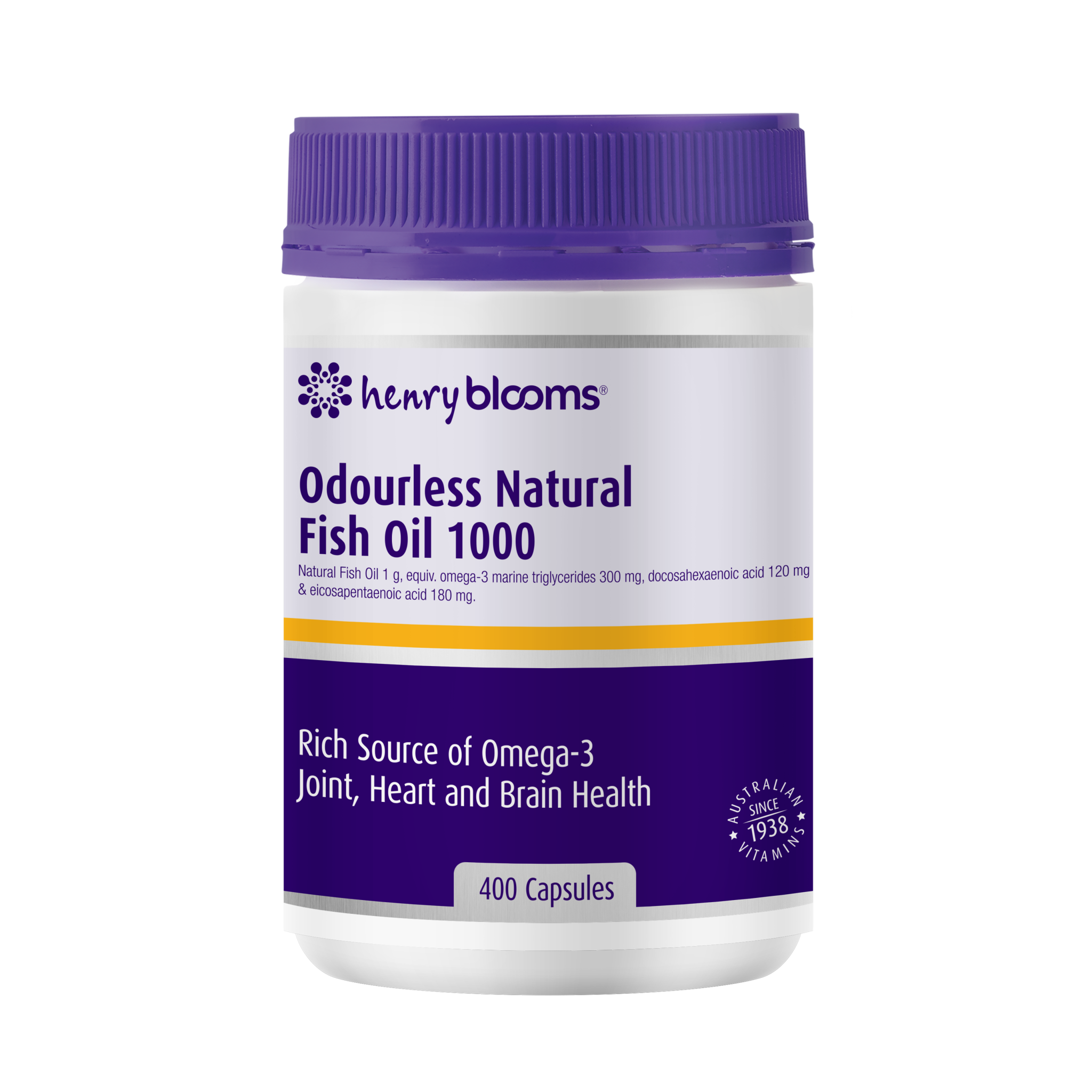 Odourless Natural Fish Oil 1000mg 400 capsules – Henry Blooms