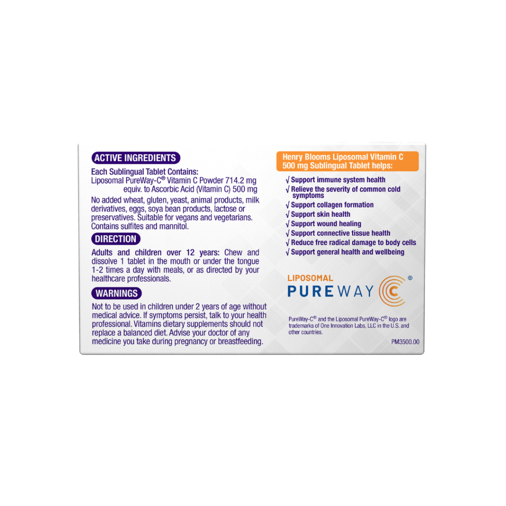 HB Liposomal Vitamin C 500mg Sublingual Tablet 30s – Henry Blooms